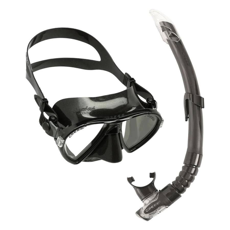 Cressi Set Ocean Vip Mask + Gamma Snorkel Black Scuba Diving Buy and ...